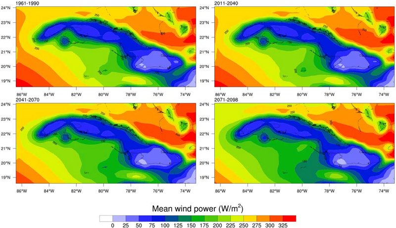 Wind resources assessment of Cuba in future climate scenarios