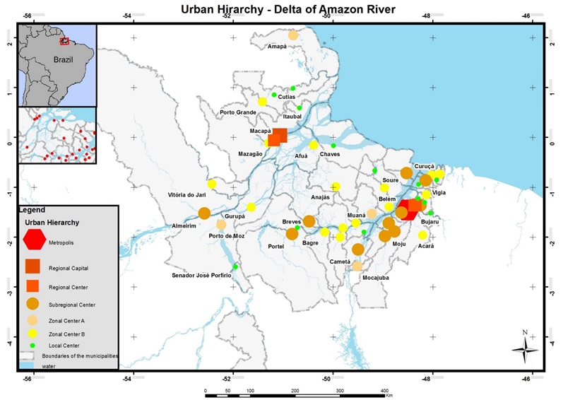 The urban hierarchy at the delta of the Amazon River and the importance ...