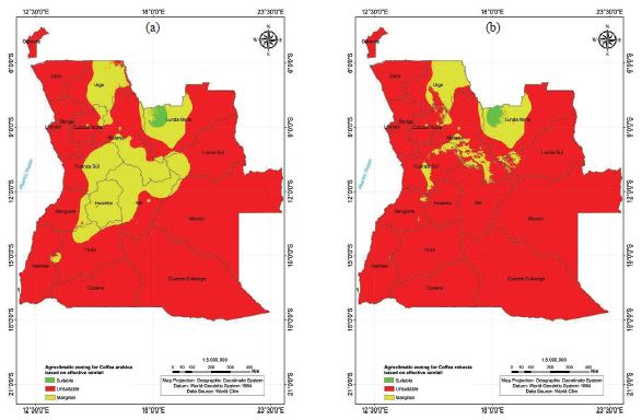 Agroclimatic zoning for coffee crop in Angola