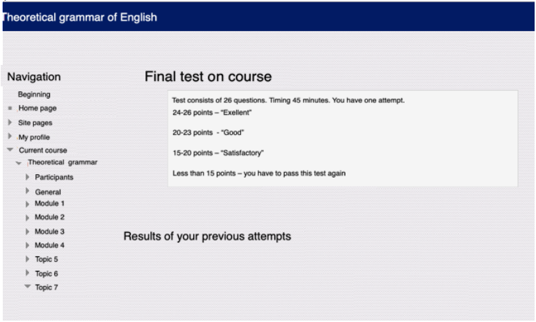 Technologies and Organization of Tests for Distance Learning in the ...