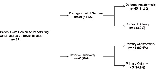 Damage control surgical management of combined small and large bowel ...