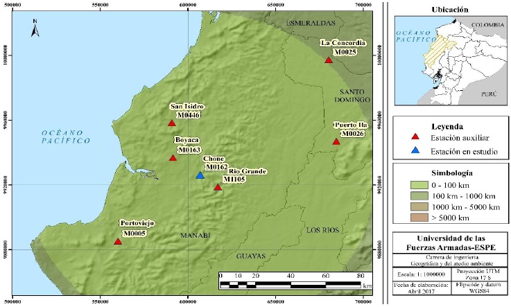 Relación espacio-temporal entre estaciones utilizadas para el relleno ...