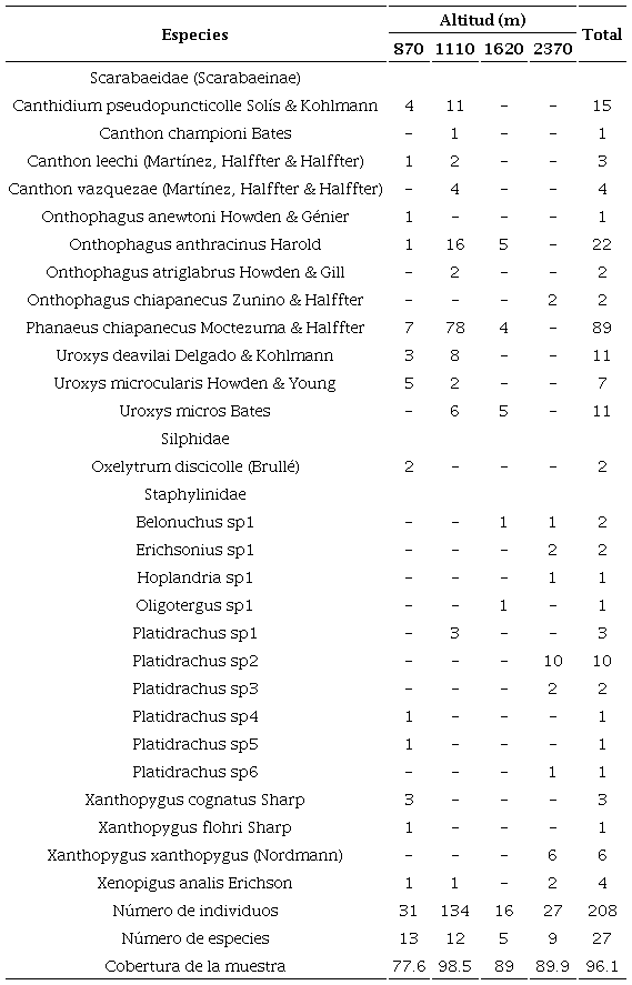 Diversidad de escarabajos micetófilos a lo largo de un gradiente ...