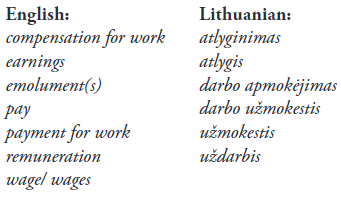 Designation of the General Concept of Compensation for Work in English ...