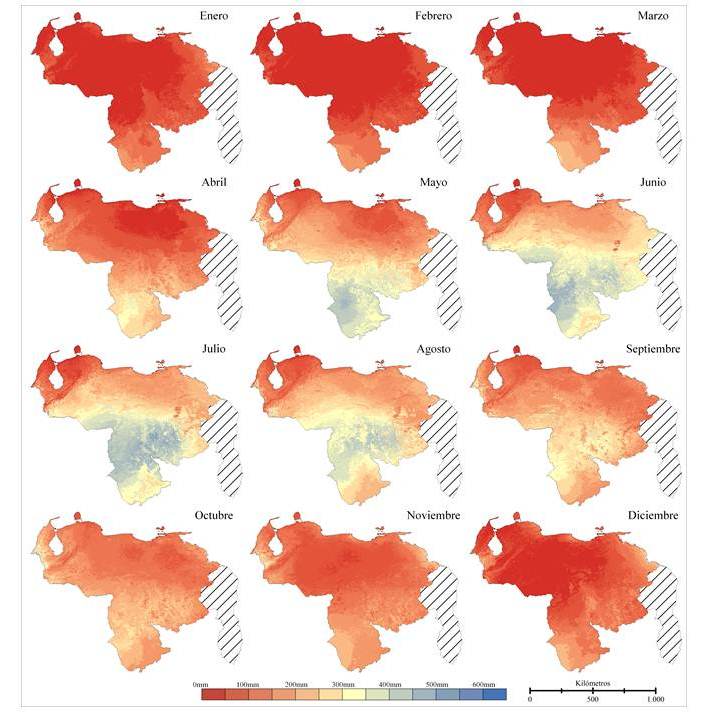 Validez de los datos de precipitación media mensual (1970-2000) generados por el modelo ...